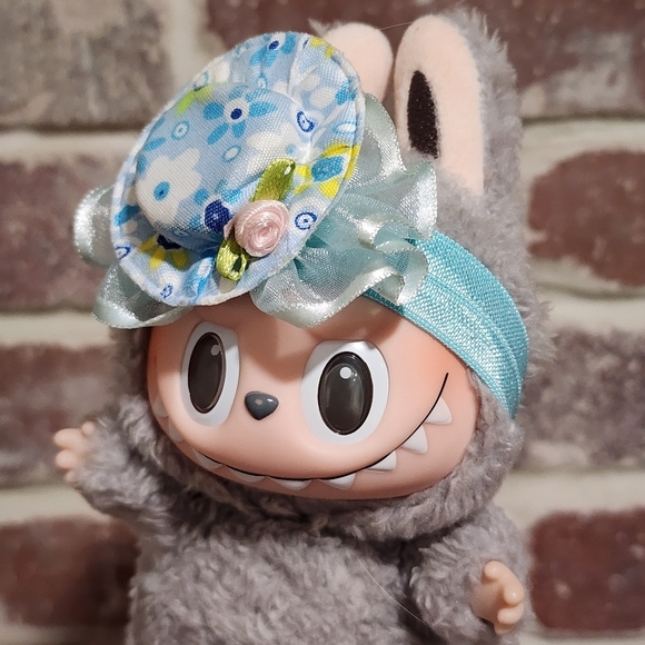 POP MART | Toys | Labubu Blue Floral Hat Headband | Poshmark